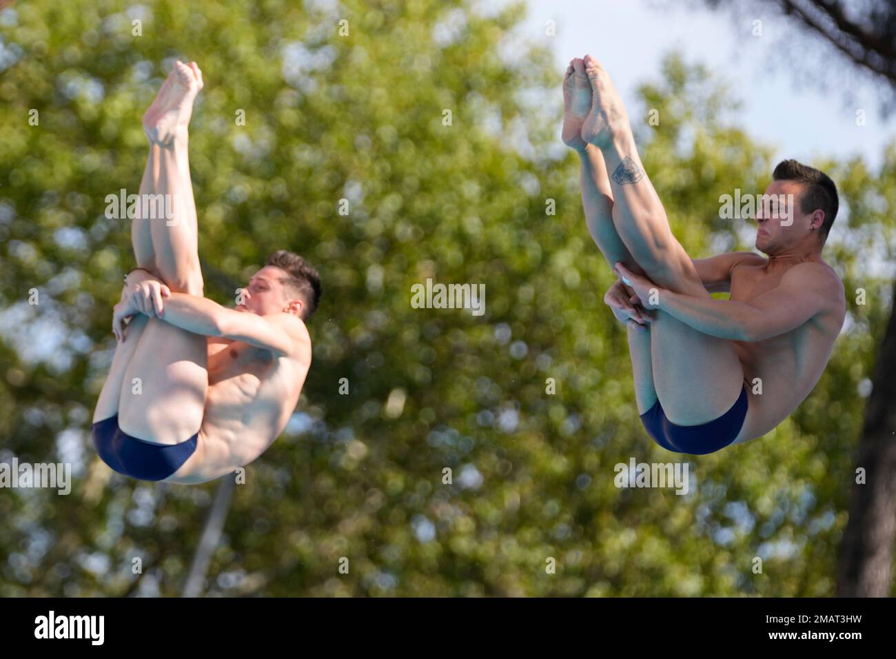 Theofilos Afthinos and Nikolaos Molavalis of Greece dive during ...