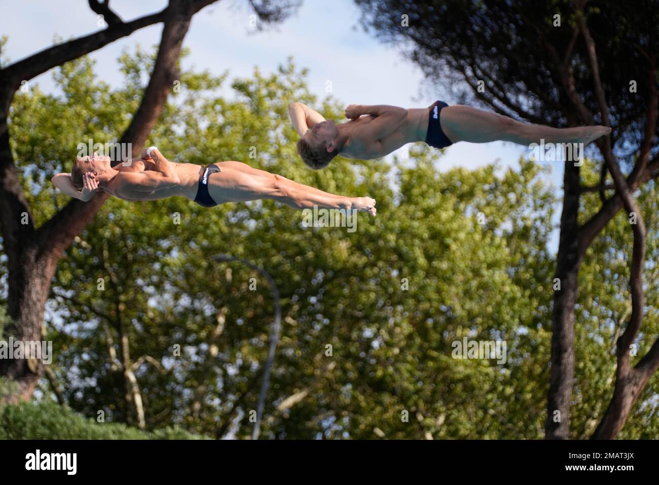 Timo Barthel and Moritz Weisemann of Germany dive during synchronised ...