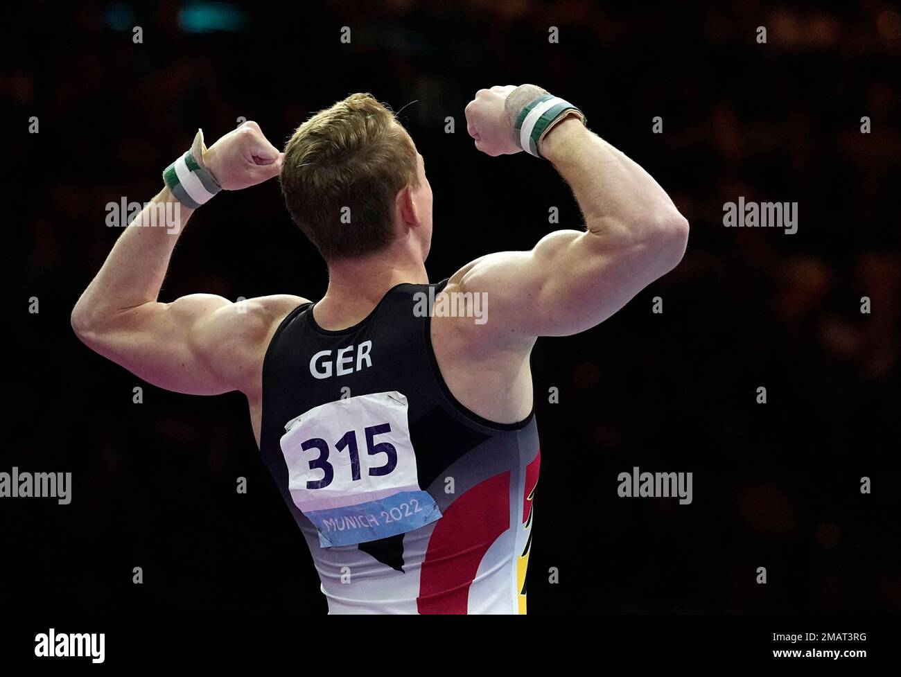 Germany's Nils Dunkel reacts after the men's pommel horse final at the ...