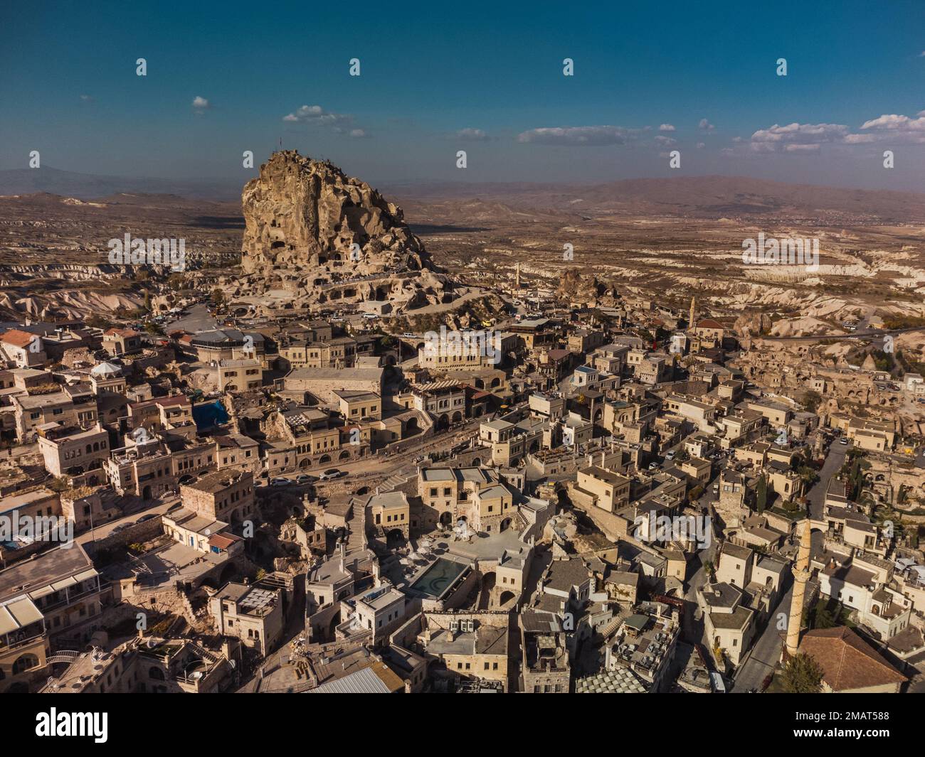 Uchisar Castle and town, Cappadocia, Central Anatolia Turkey Stock ...