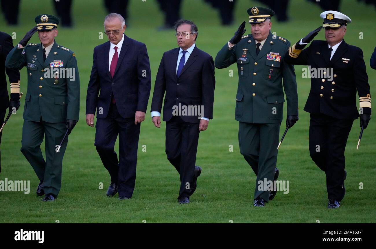 Colombia's Army Commander Gen. Luis Mauricio Ospina, from left to right ...