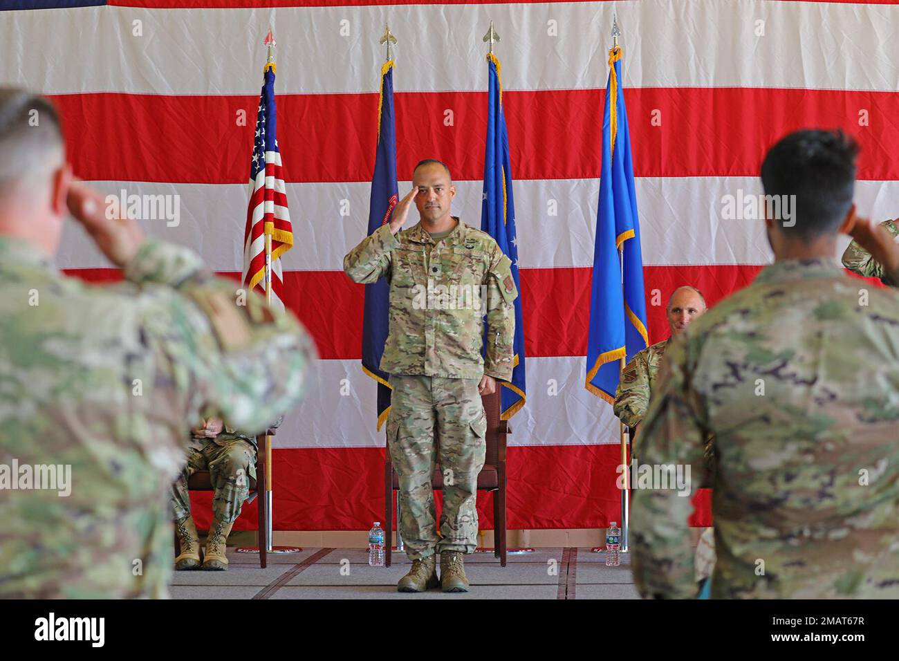 Lt. Col. Sam Trapasso renders the first salute to the 127th Mission ...