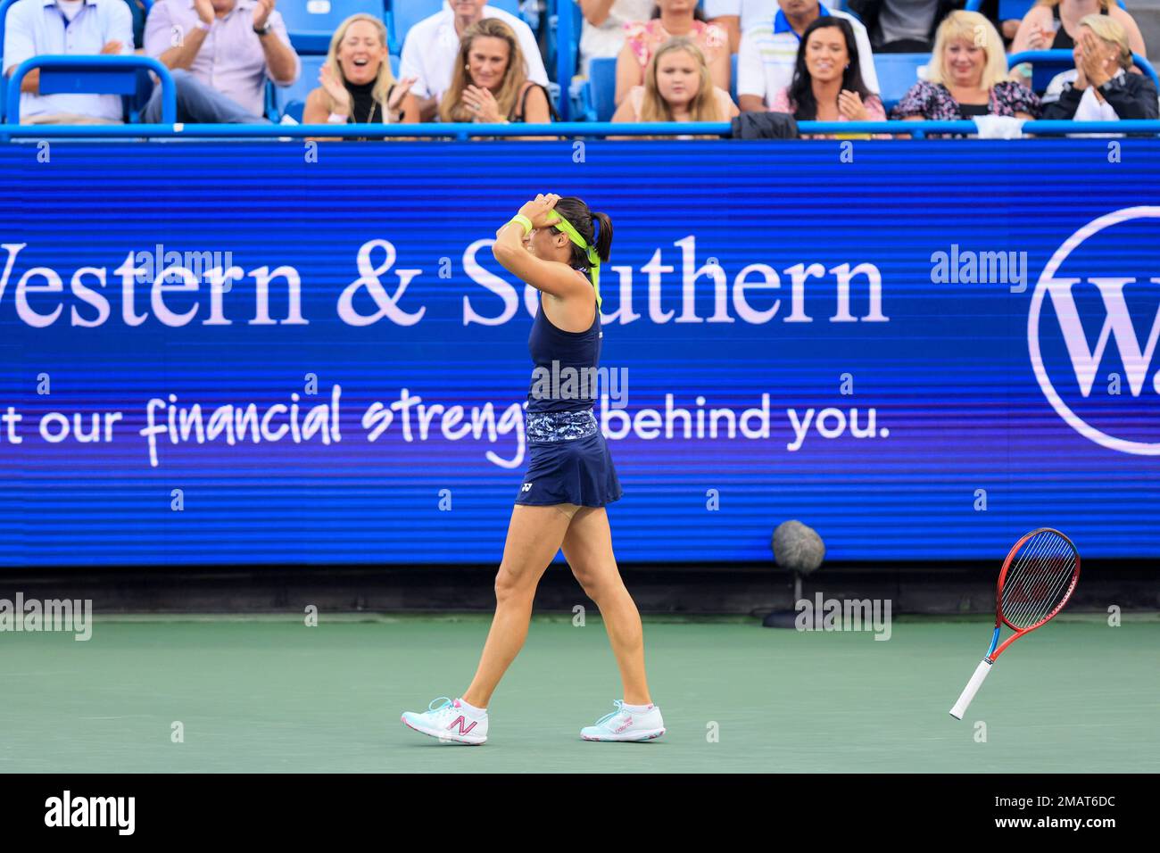 Caroline Garcia, of France, celebrates defeating Aryna Sabalenka, of ...