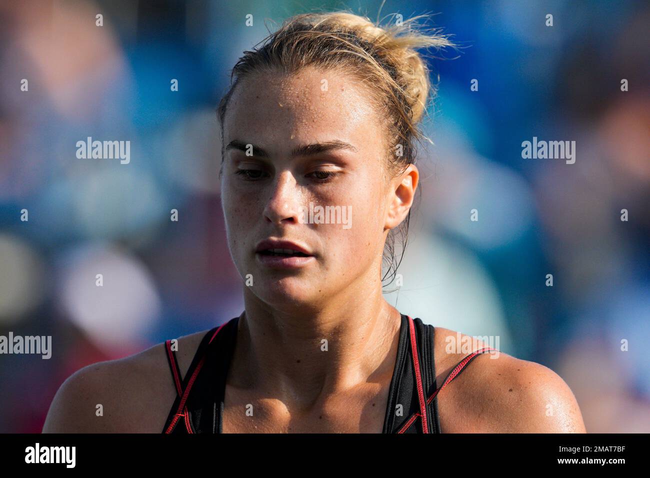 Aryna Sabalenka, of Belarus, plays during the Western & Southern Open ...
