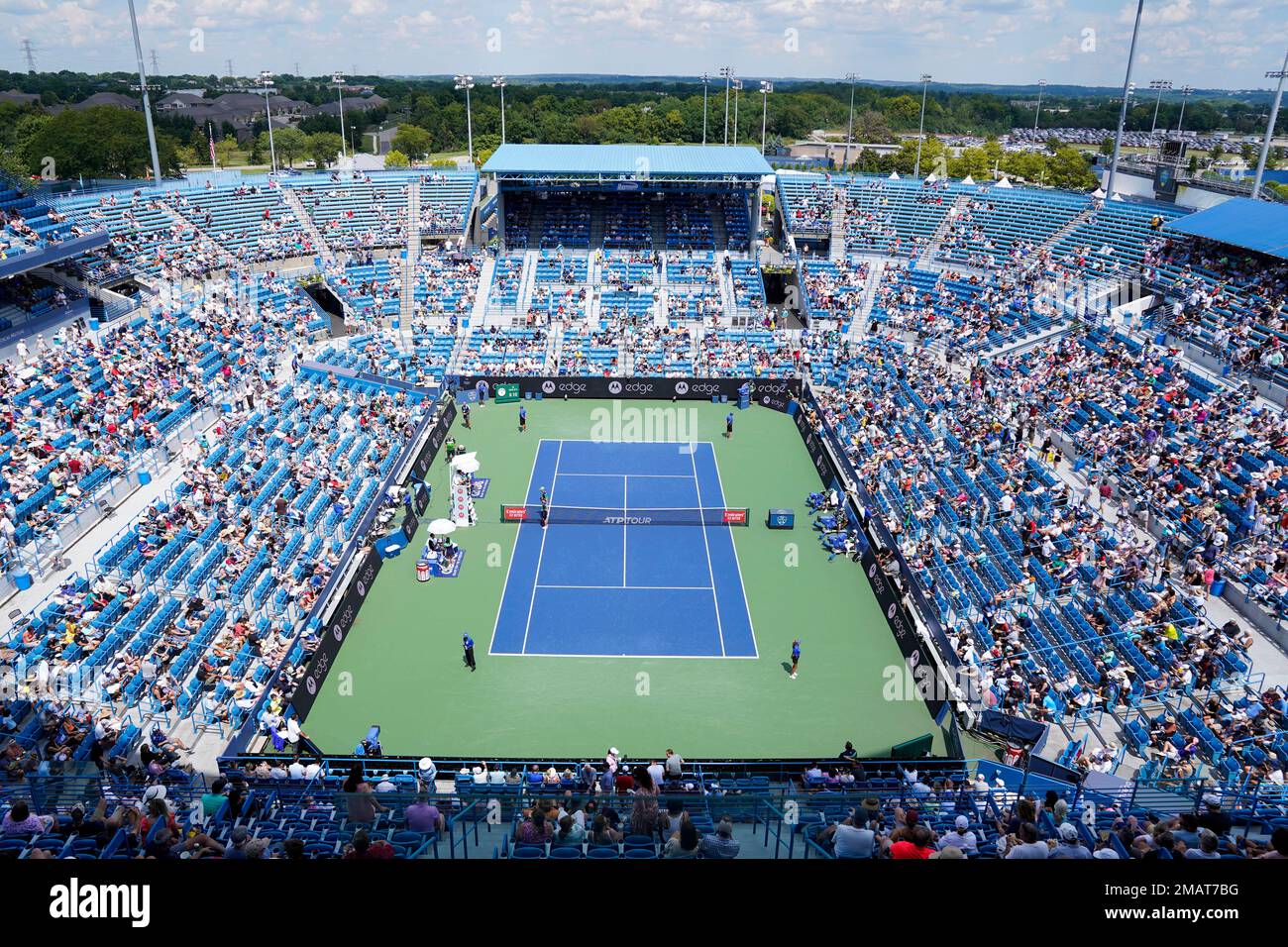 Fans attend the Western & Southern Open tennis tournament Friday, Aug ...
