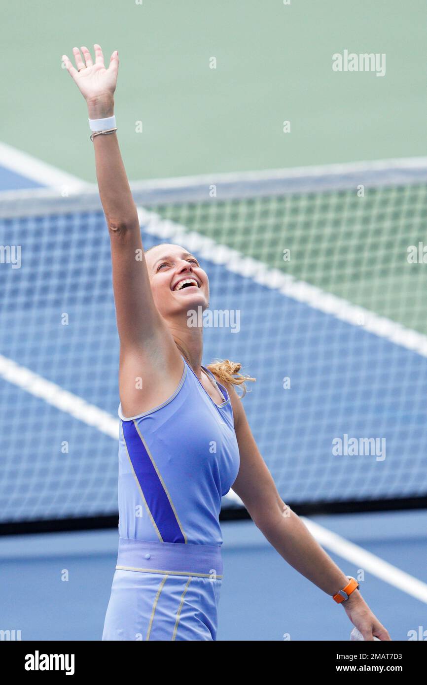 Petra Kvitova, of the Czech Republic, plays during the Western ...