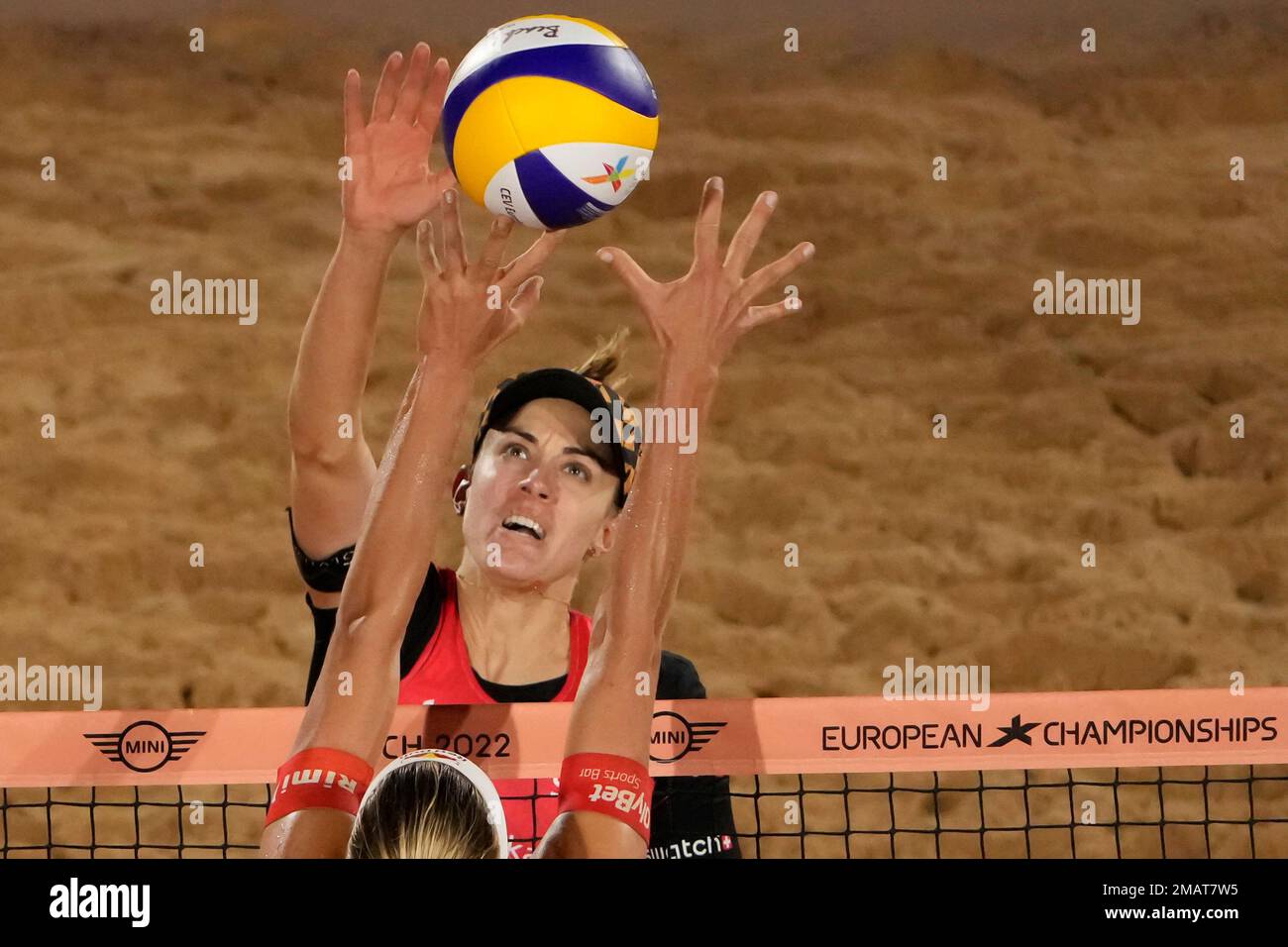 Switzerland's Tanja Huberli in action against Latvia's Tina Graudina ...