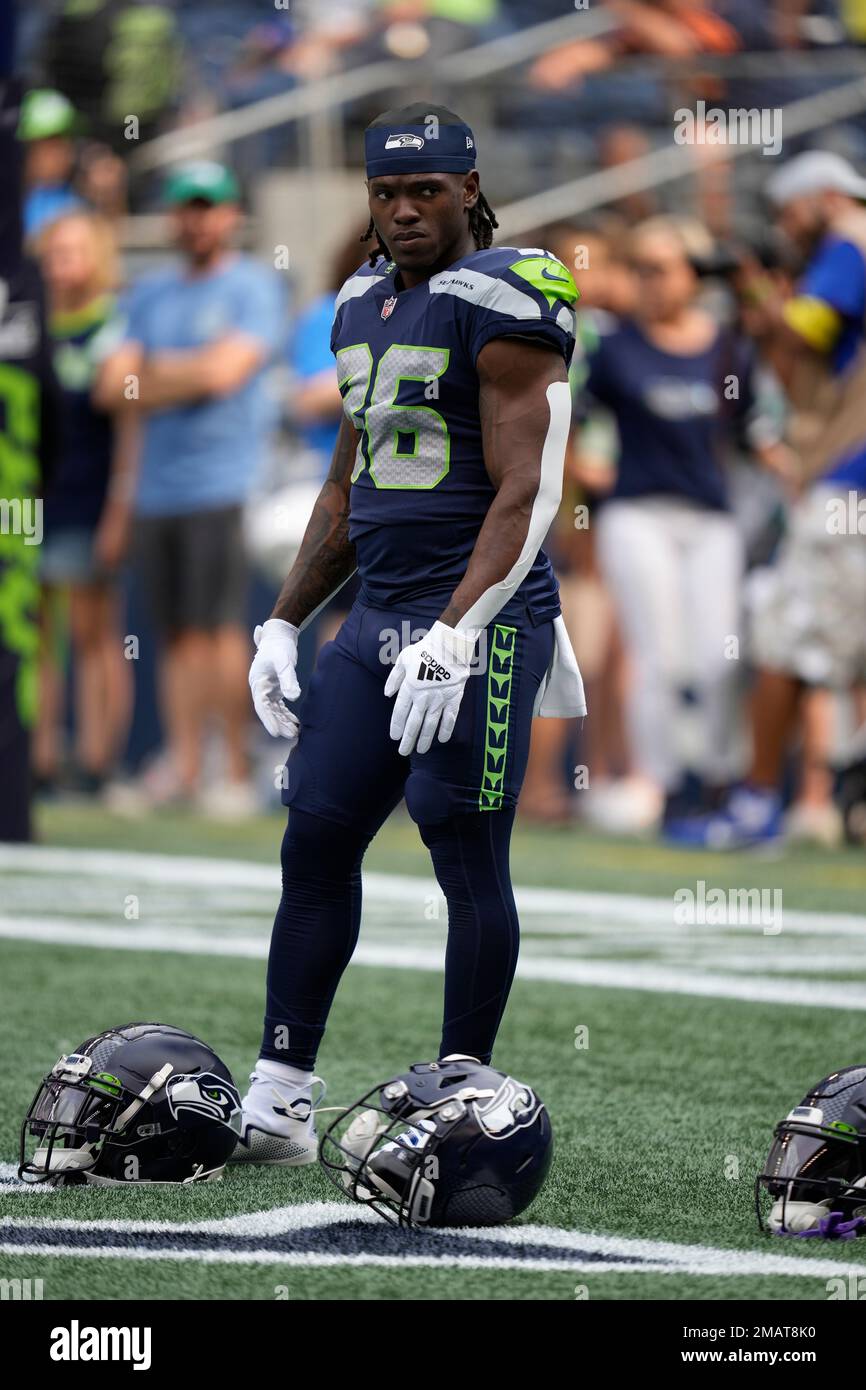 Seattle Seahawks running back Darwin Thompson (36) during an NFL ...