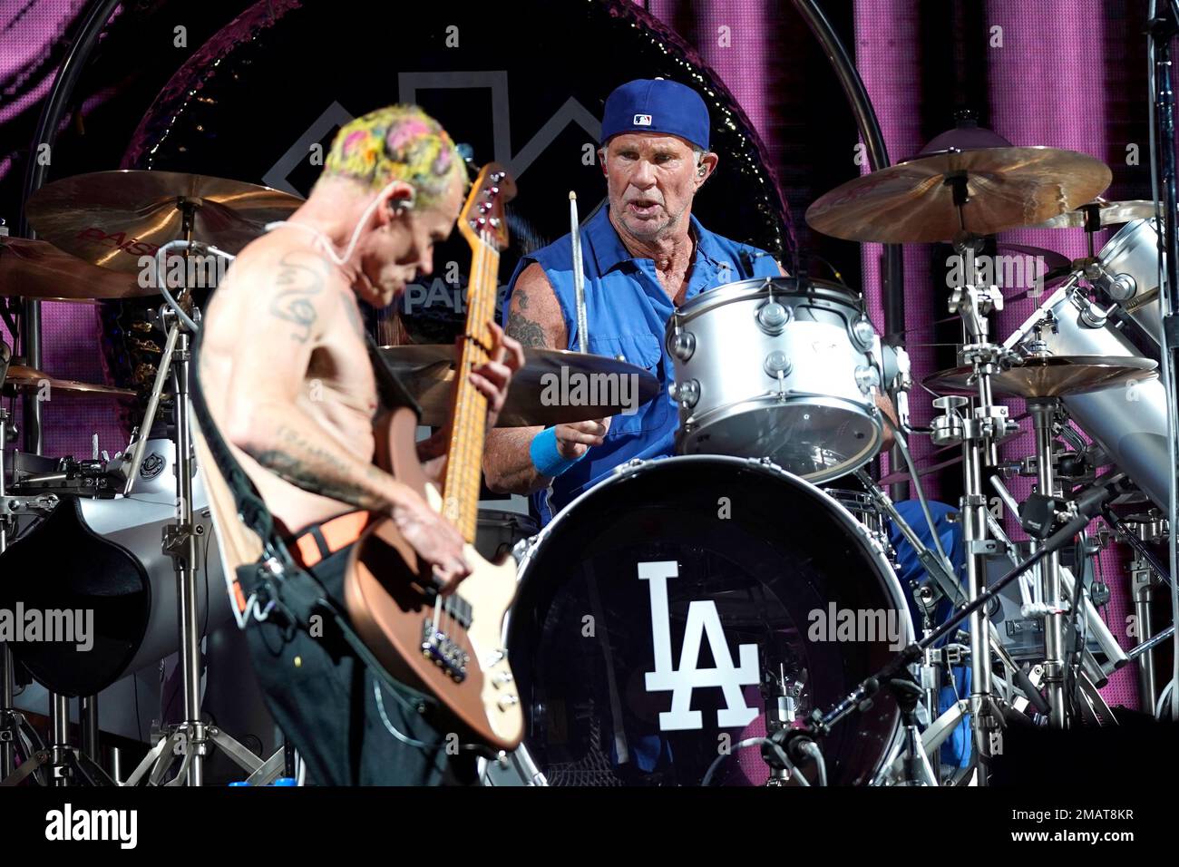 Flea, left, and Chad Smith of the Red Hot Chili Peppers perform at ...