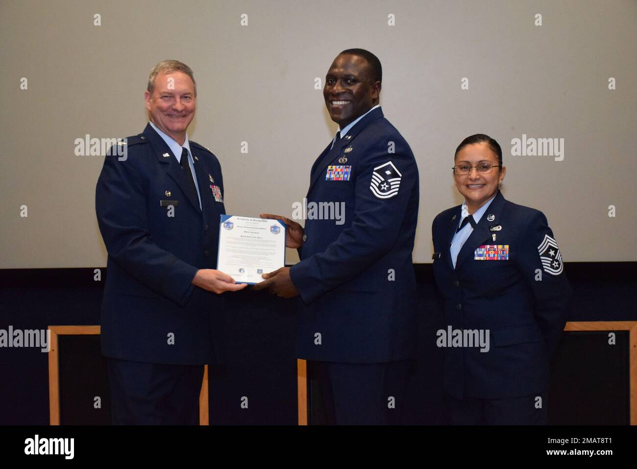 Master Sgt. Jevon King, 356th Airlift Squadron first sergeant, receives ...