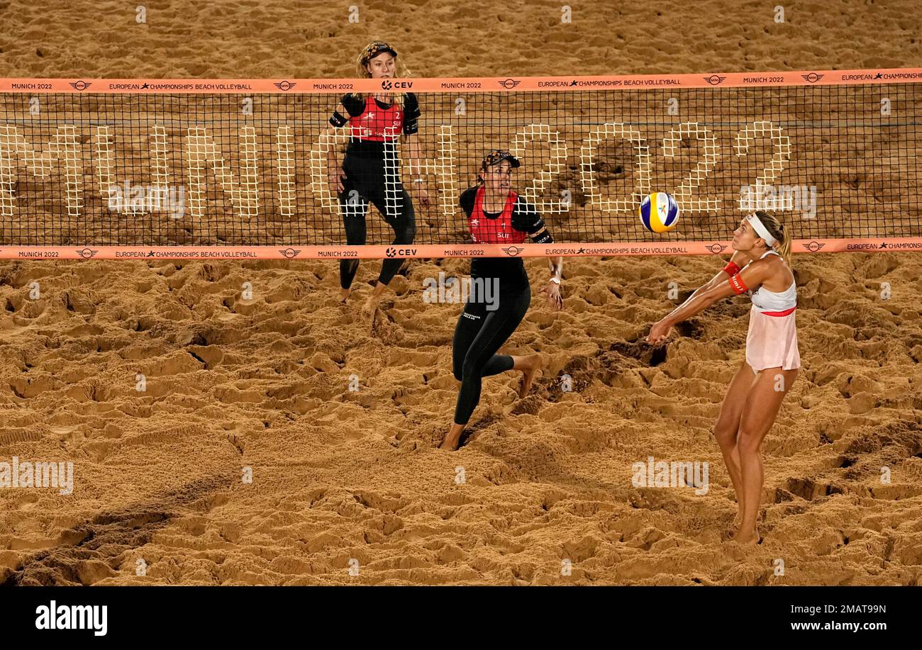 Latvia's Anastasija Kravcenoka, right, in action against Switzerland's ...