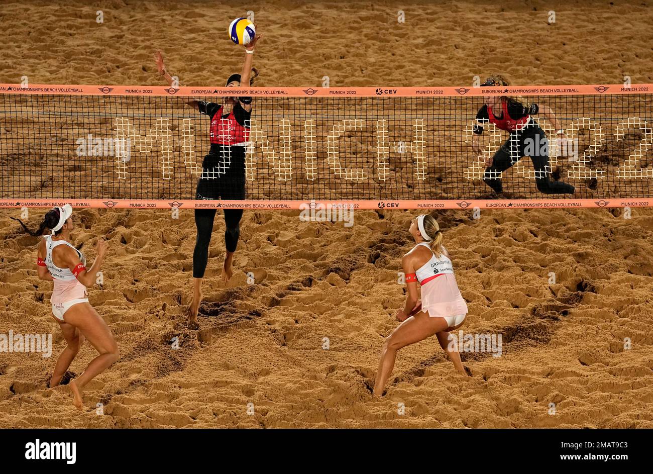 Latvia's Tina Graudina and Anastasija Kravcenoka, front, in action ...