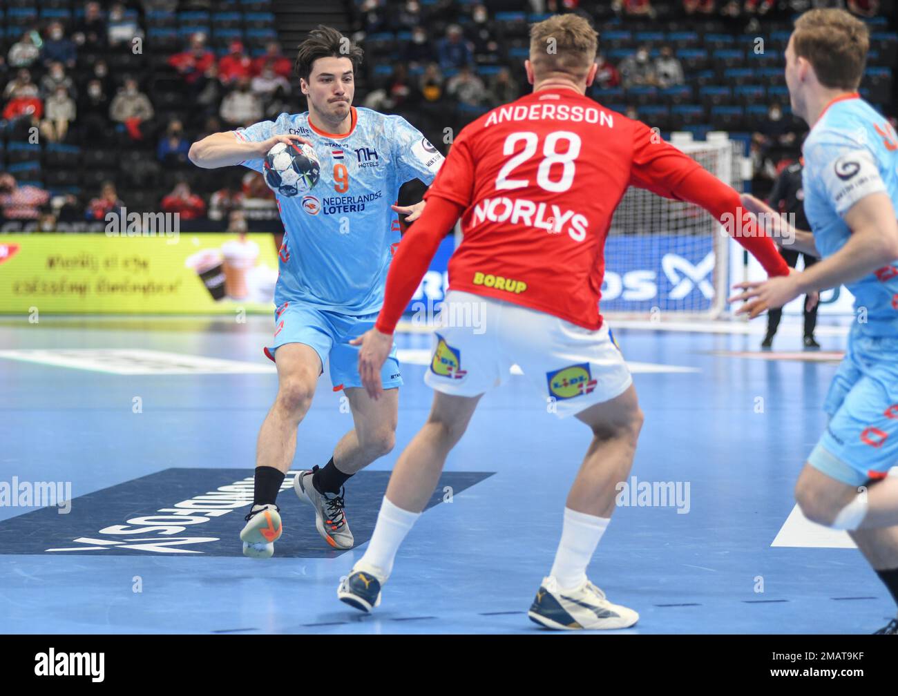 Florent Bourget (Netherlands) Denmark. EHF Euro 2022. Main Round Stock ...