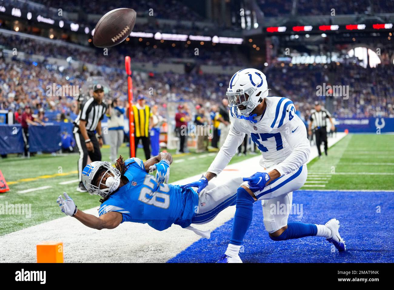 Indianapolis Colts cornerback Anthony Chesley (47) breaks up a pass to ...