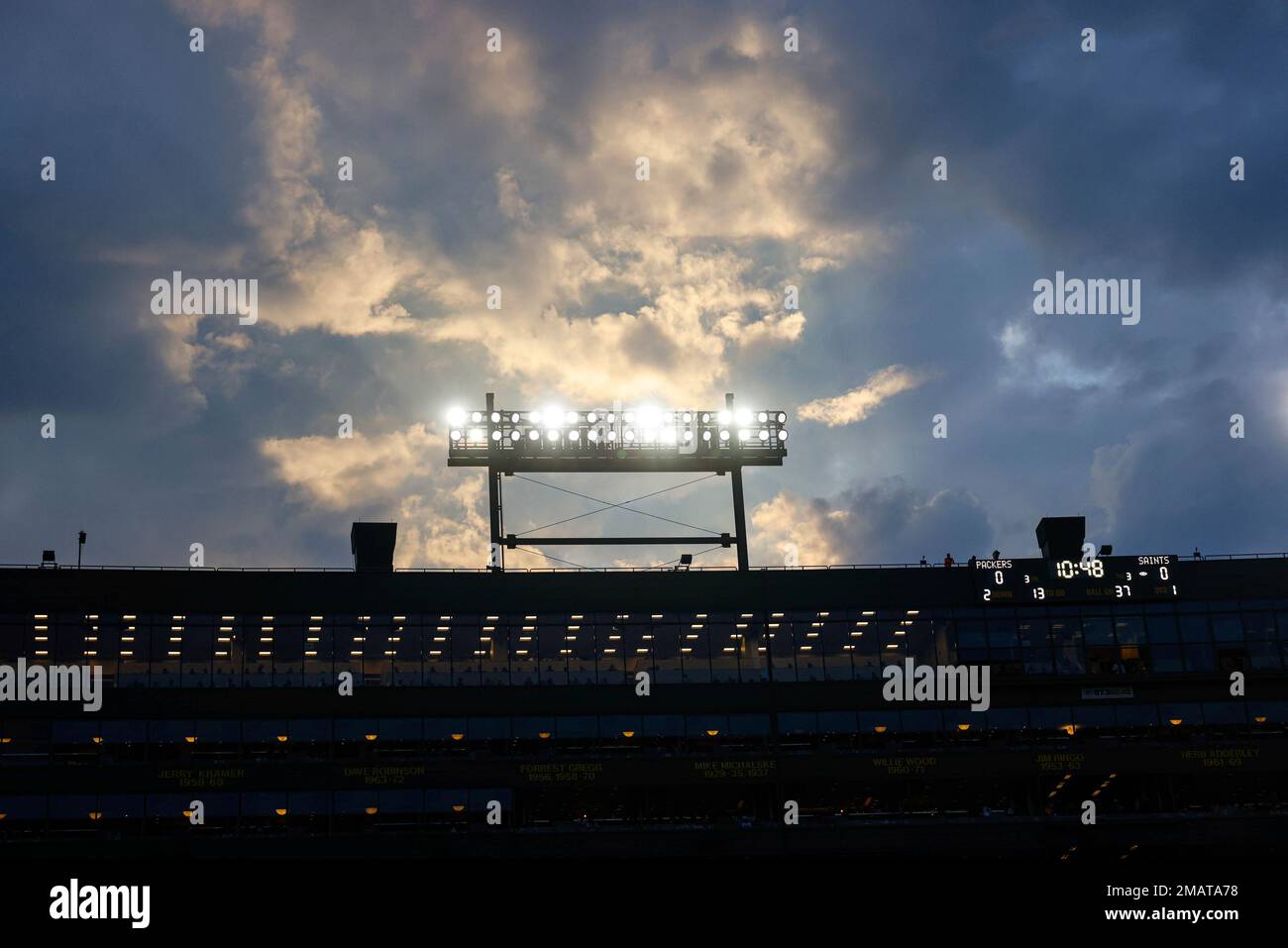 A general view of Lambeau Field before an NFL preseason football game ...