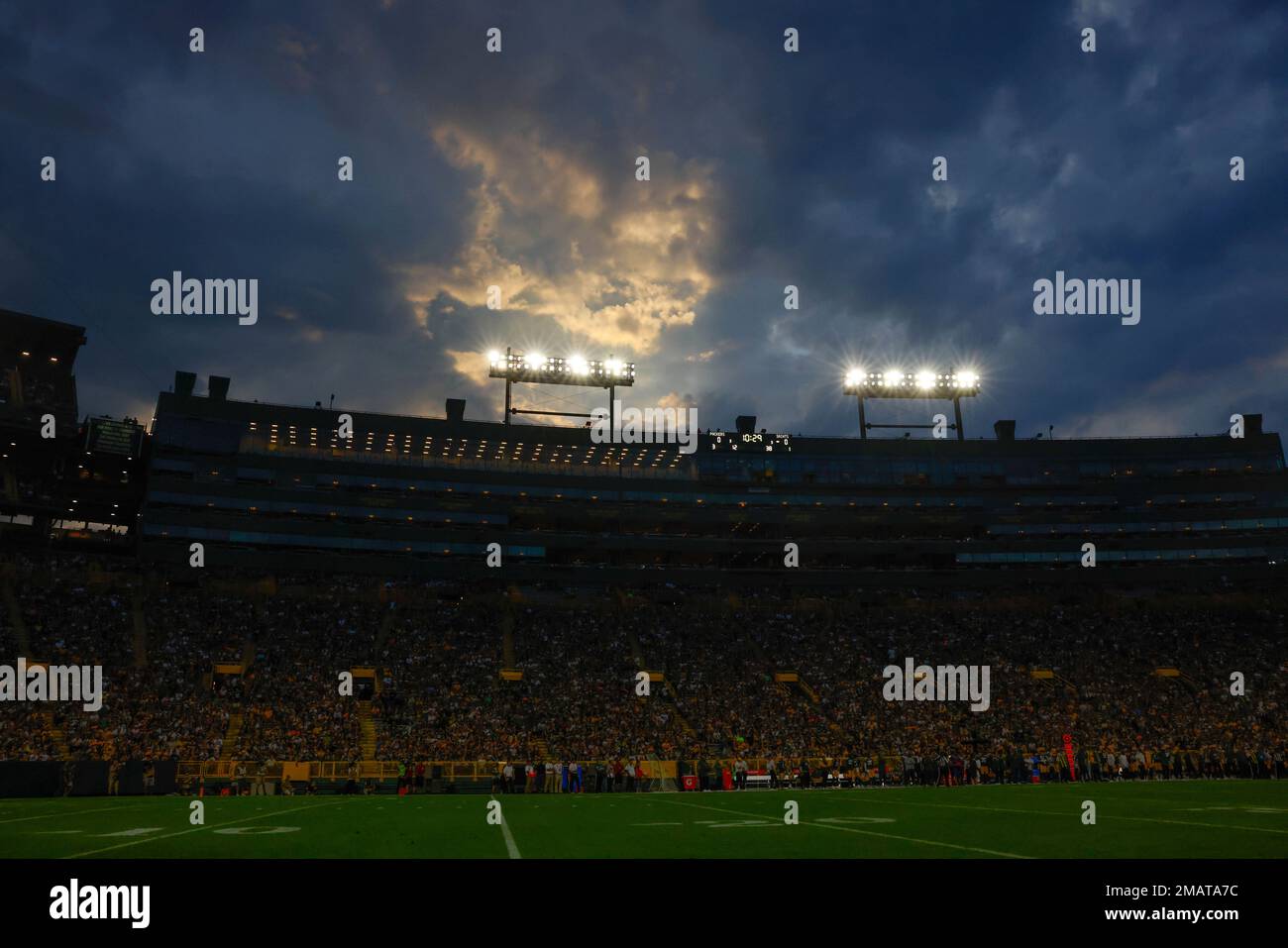 A general view of Lambeau Field during an NFL preseason football game ...