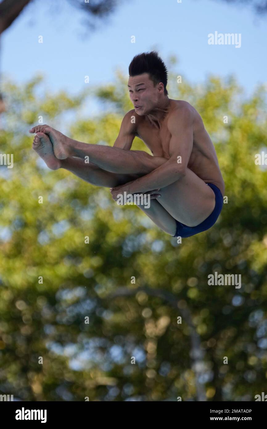 Jonathan Suckow of Switzerland dives during the men's 3m springboard ...