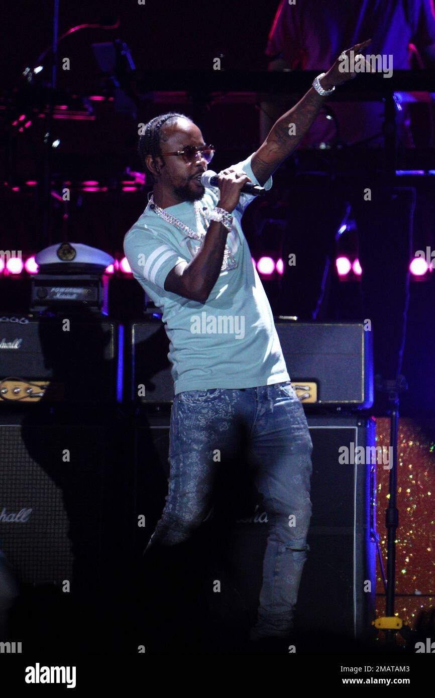 Popcaan performs with Gorillaz on stage at All Points East at Victoria ...