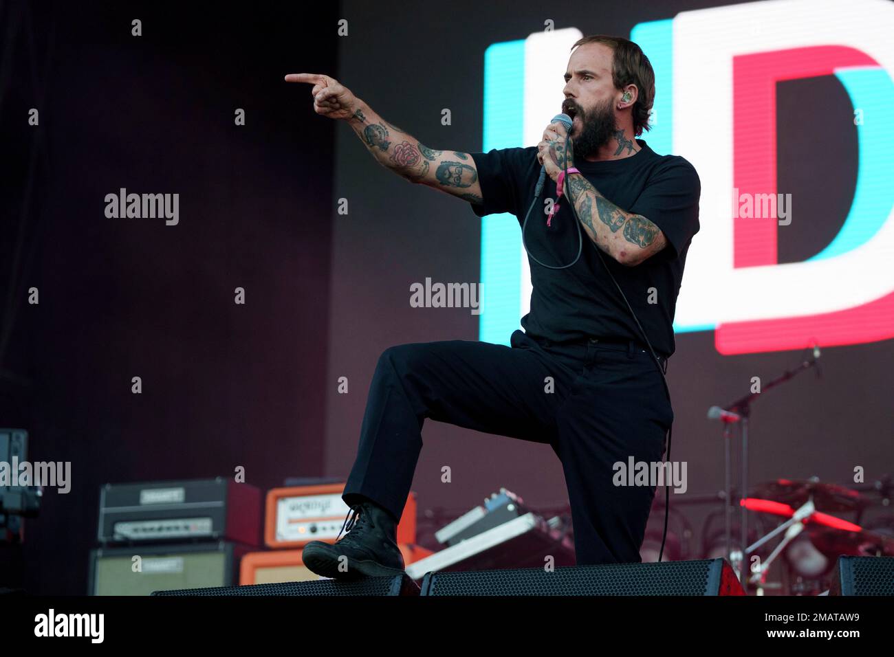 Joe Talbot of Idles performs on stage at All Points East at Victoria ...