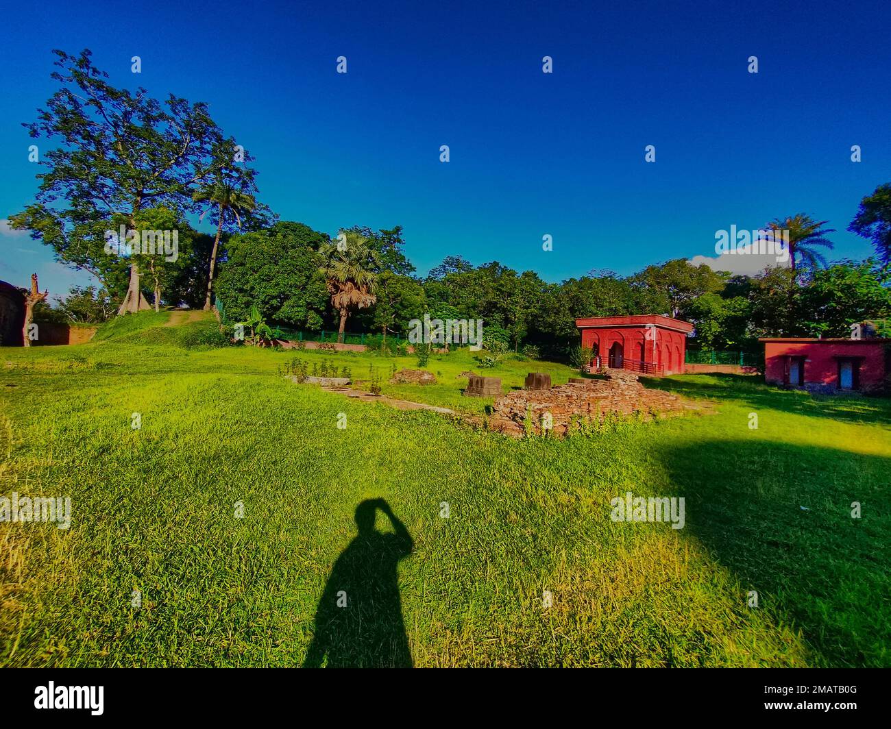 17-7-2022 Gour Malda West Bengal India, green lawn inside the area of ...