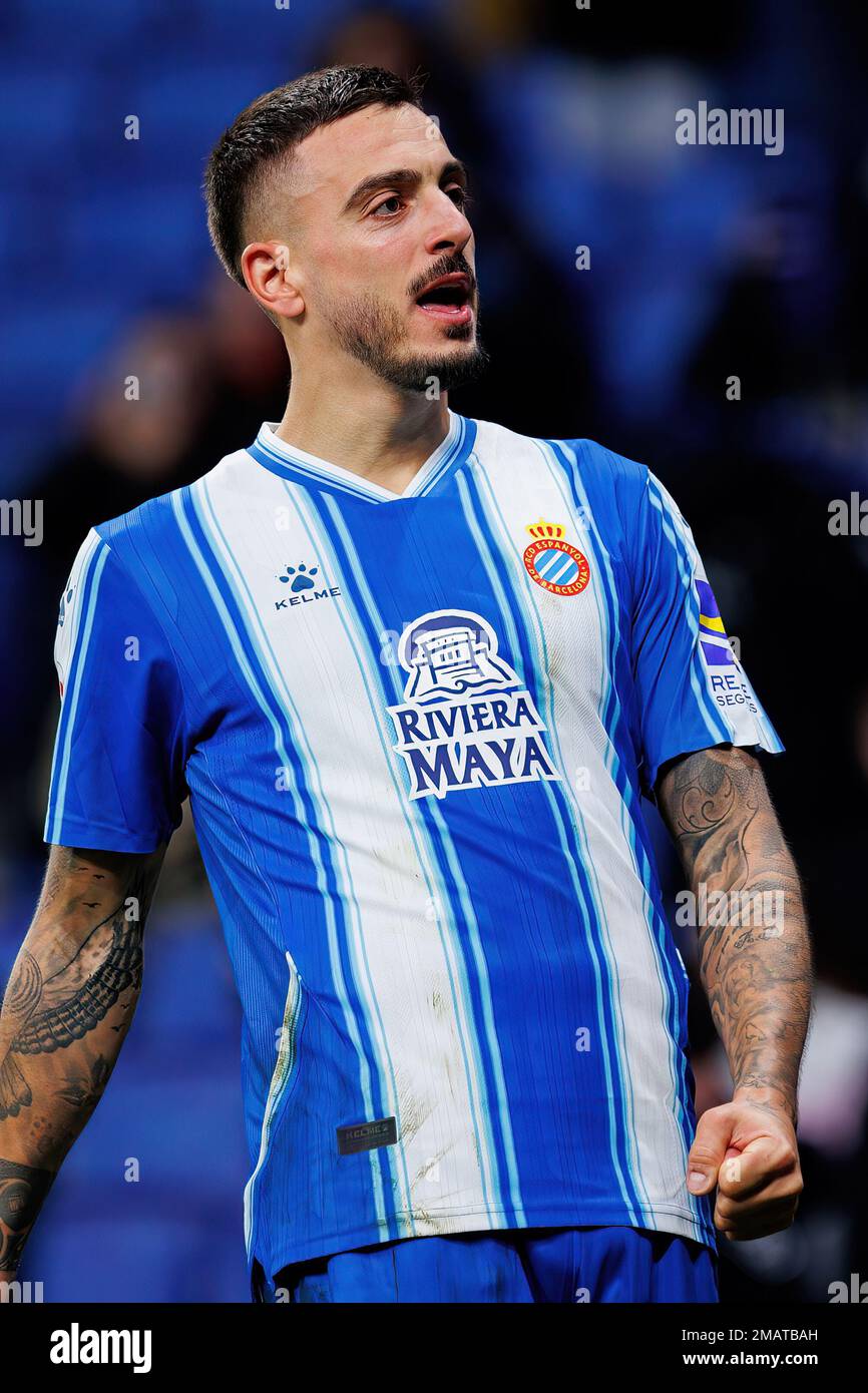 BARCELONA - JAN 7: Joselu celebrates after scoring a goal at the LaLiga ...