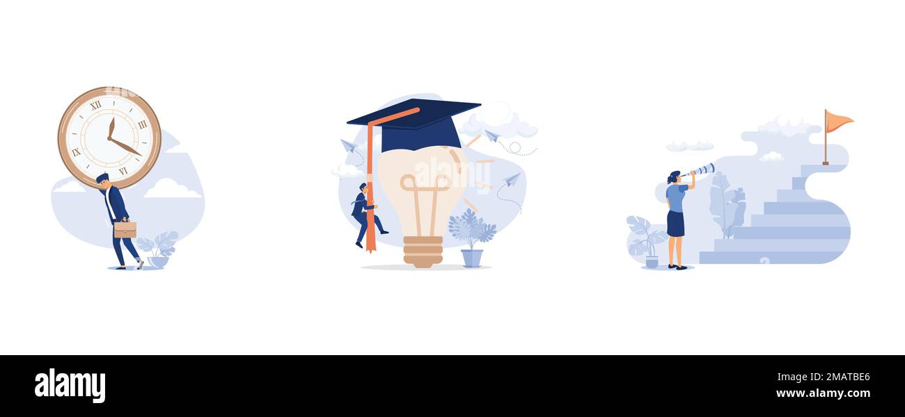 Time management failure, skill and knowledge empower creativity concept ...