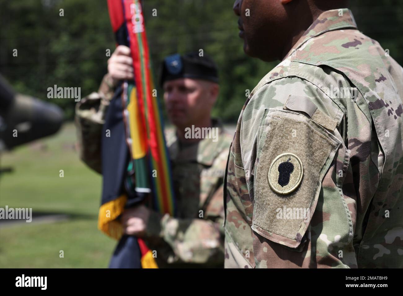 The passing of colors from an outgoing commander to an incoming ...