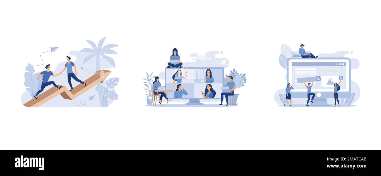 support and teamwork, Online business conference, A team of people is ...