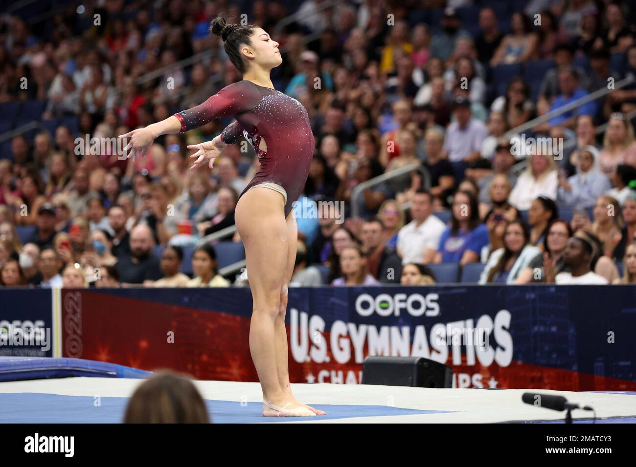 Kayla DiCello competes on the floor event during the U.S. Gymnastics ...
