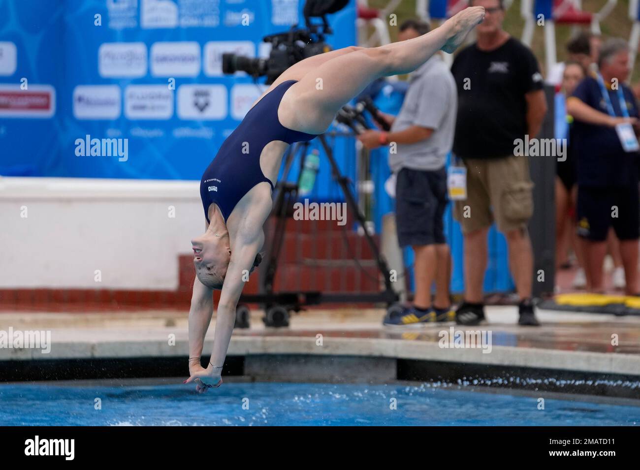 Michelle Heimberg of Switzerland competes during diving Women's diving ...