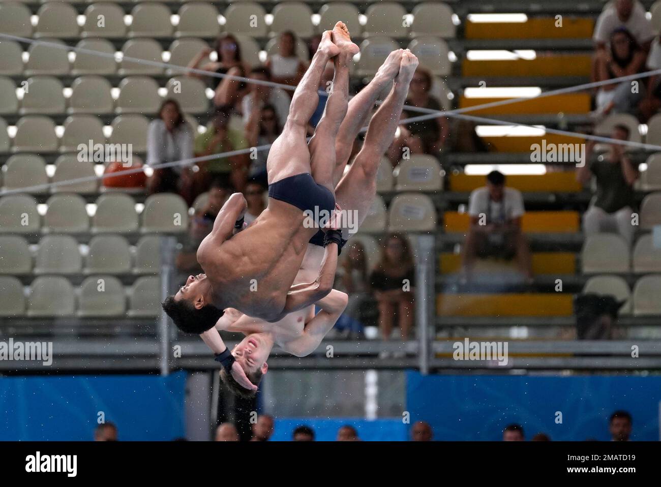 Ben Cutmore and Kyle Kothari of Britain compete during diving Men's ...