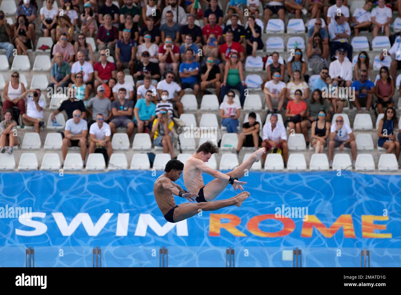 Ben Cutmore and Kyle Kothari of Britain compete during diving Men's ...