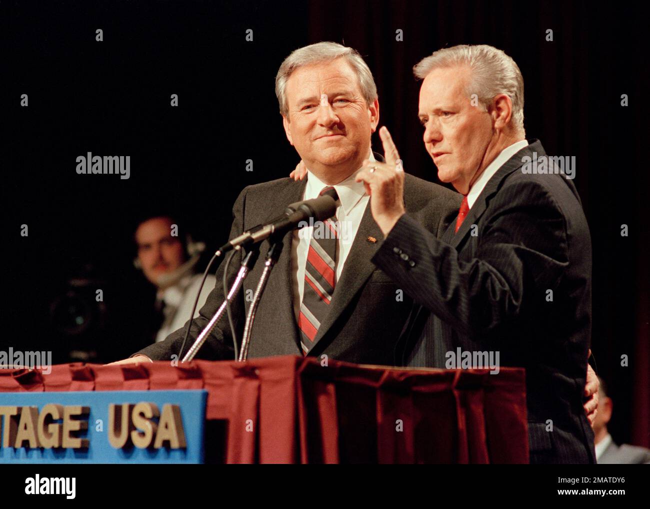 Rev. Jerry Falwell, left, and Rev. Rex Humbard, are shown during a news ...