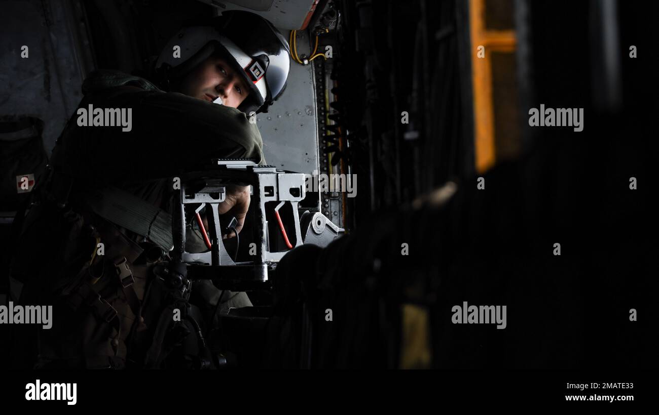 A U.S. Marine assigned to Marine Medium Tiltrotor Squadron (VMM) 263 ...