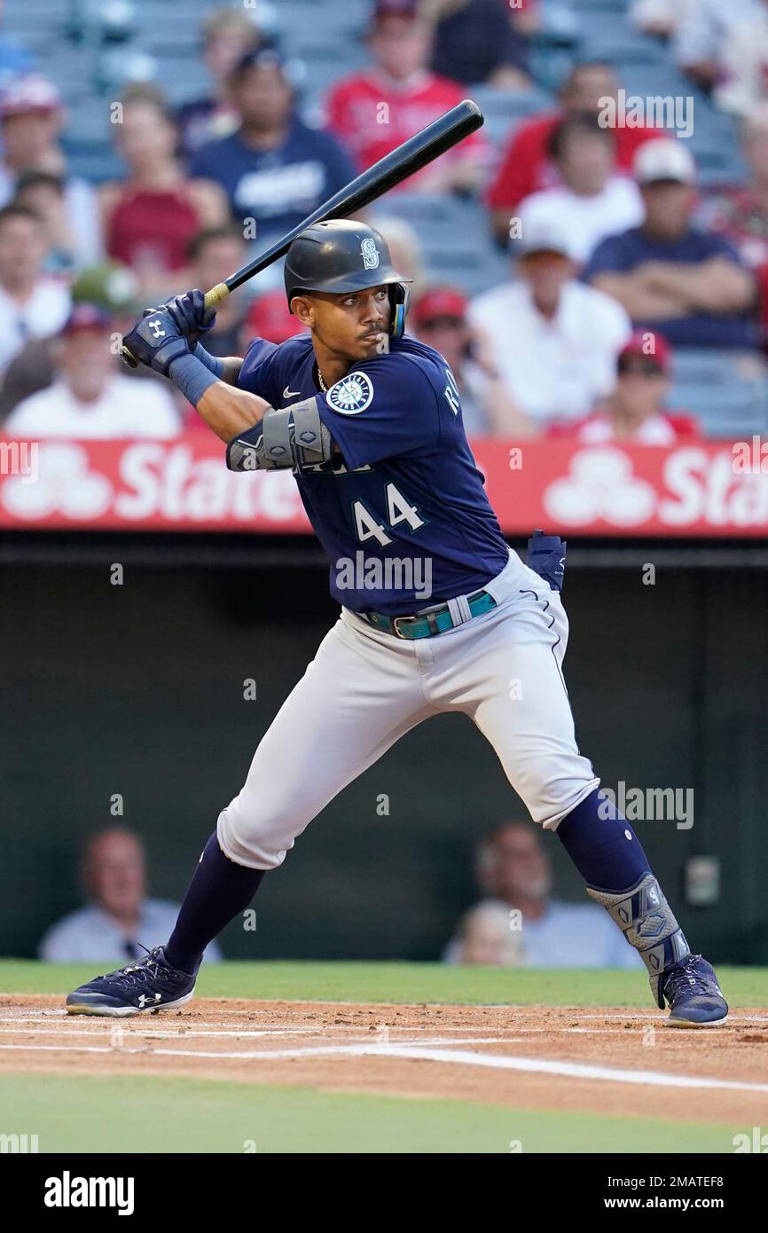 Seattle Mariners' Julio Rodriguez (44) bats during a baseball game ...