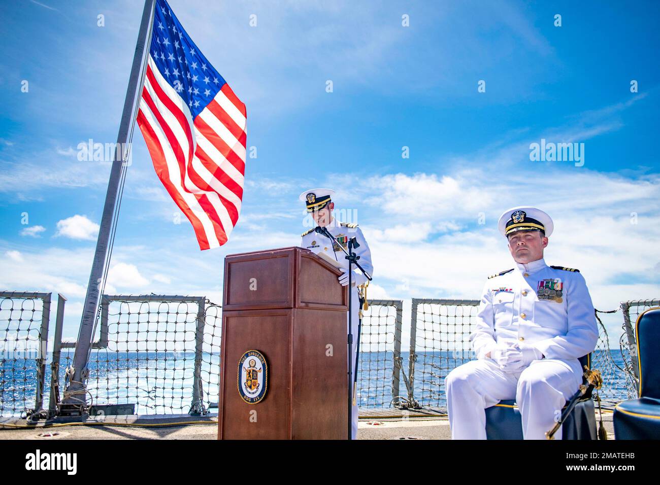 PHILIPPINE SEA (June 4, 2022) Cmdr. Douglas Robb, commanding officer of ...