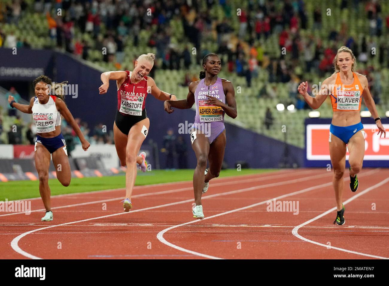 Lieke Klaver, of the Netherlands, Dina Asher-Smith, of Great Britain ...