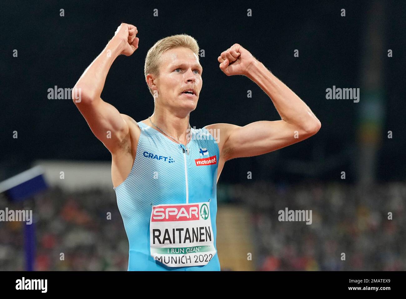 Topi Raitanen, of Finland, celebrates after winning the gold medal in ...