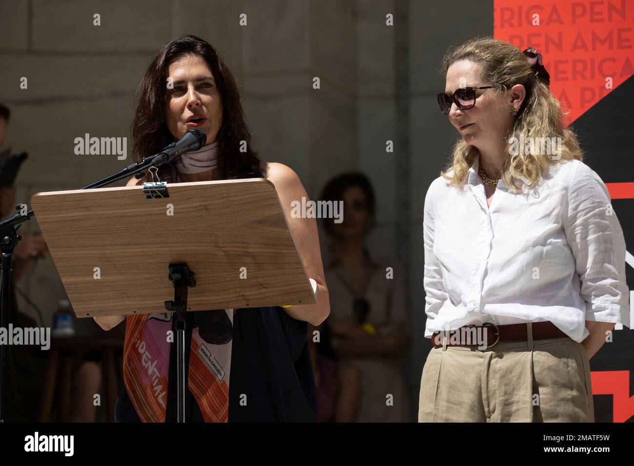 American biographer Amanda Foreman, right, and American journalist ...