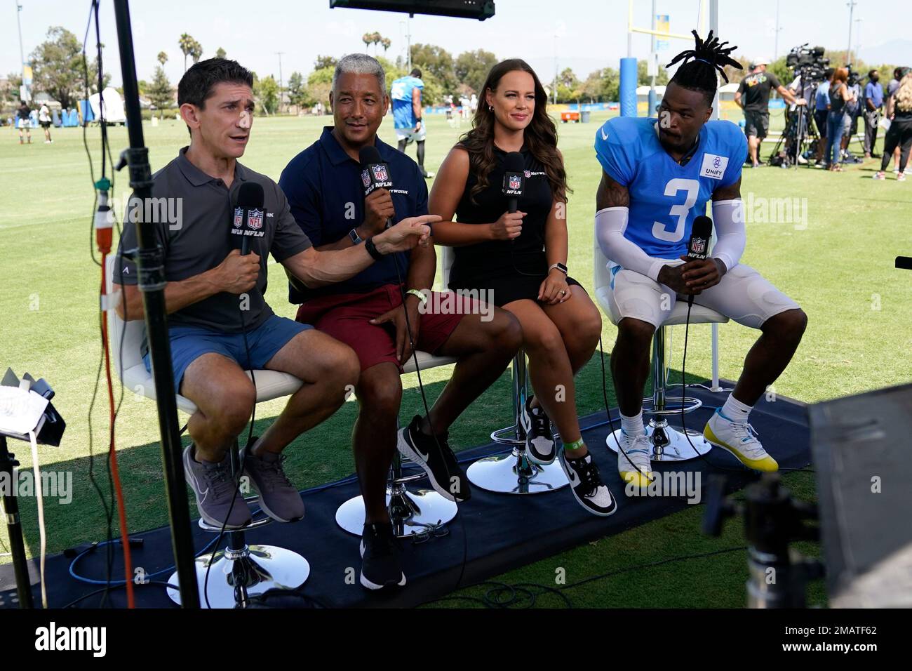 NFL Network's Andrew Siciliano, left, Steve Wyche, center, and Bridget ...