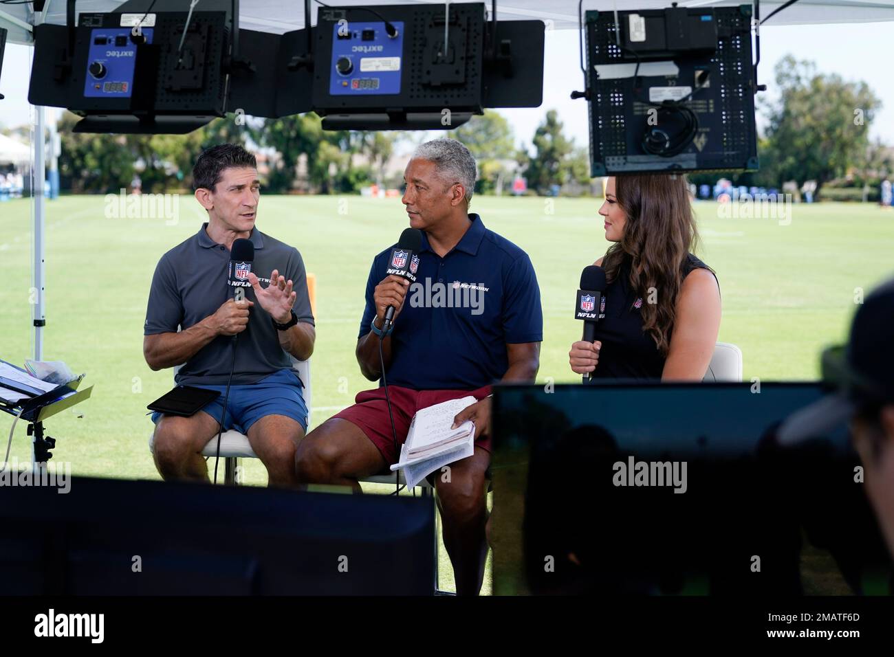 NFL Network's Andrew Siciliano, left, Steve Wyche, center, and Bridget ...