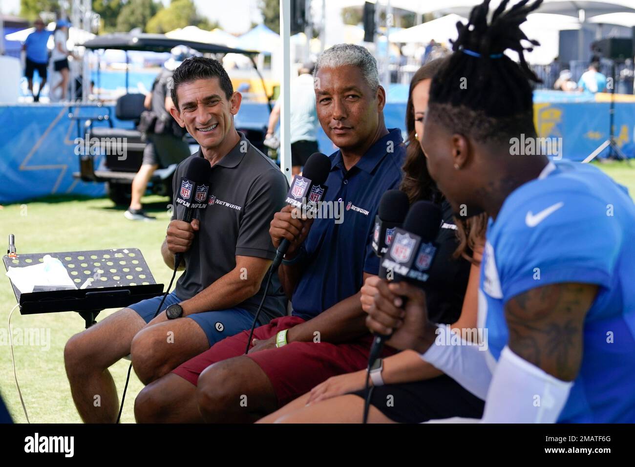 NFL Network's Andrew Siciliano, left, Steve Wyche, center, and Bridget ...