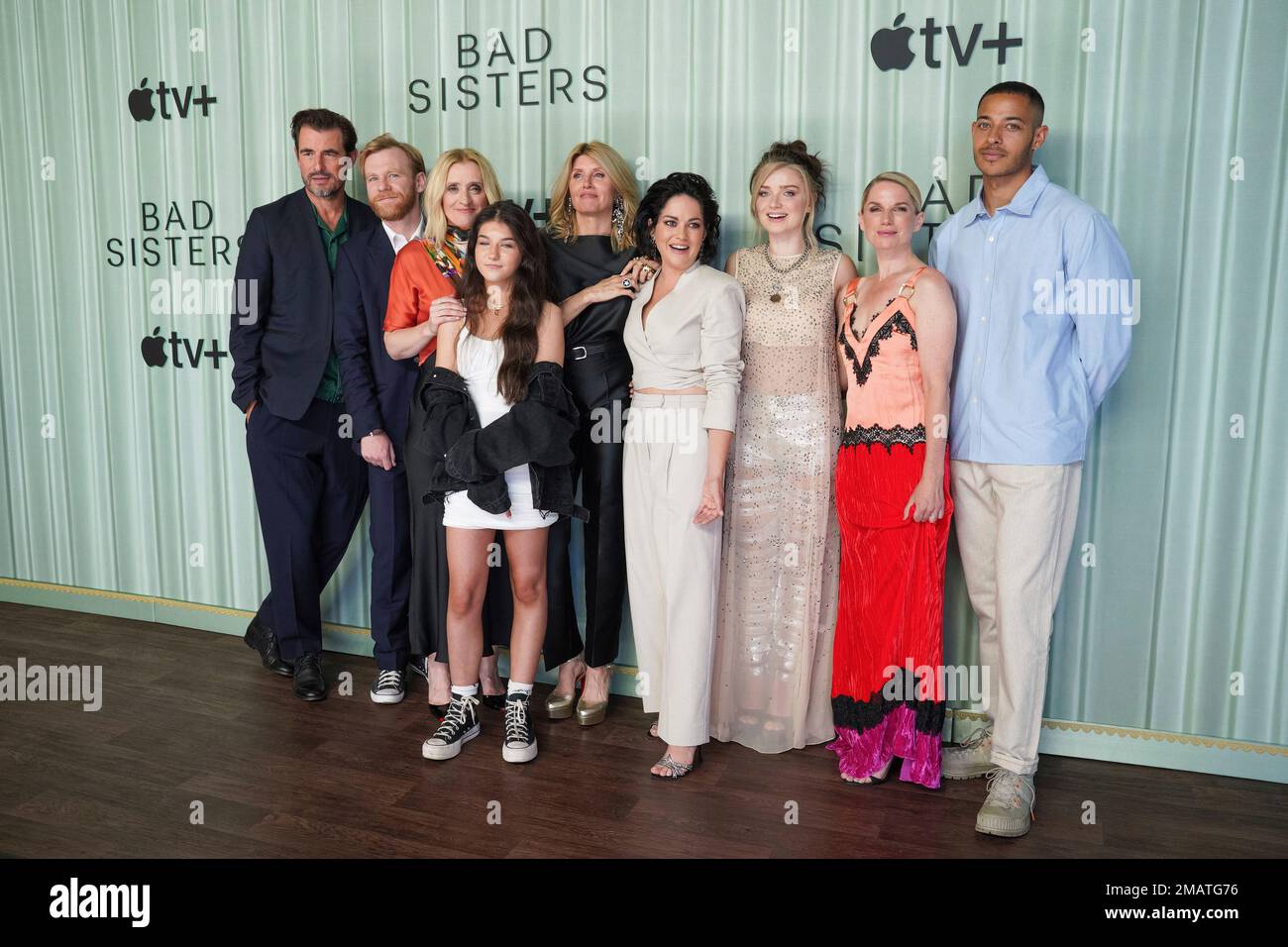 From left, Claes Bang, Brian Gleeson, Anne-Marie Duff, Saise Quinn ...