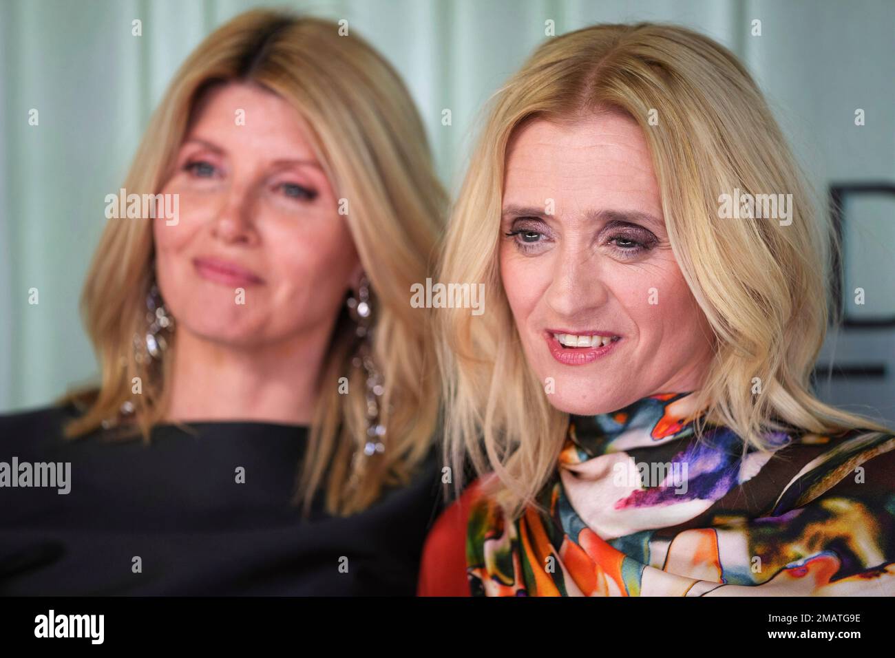Sharon Horgan and Anne-Marie Duff pose for photographers upon arrival ...