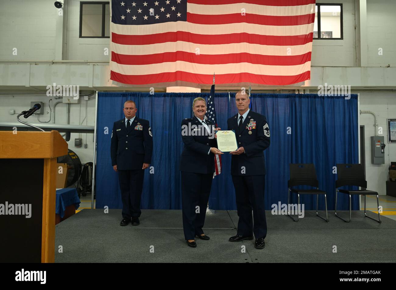 New York Air National Guard Chief Master Sgt. Dave Lathrop (right ...