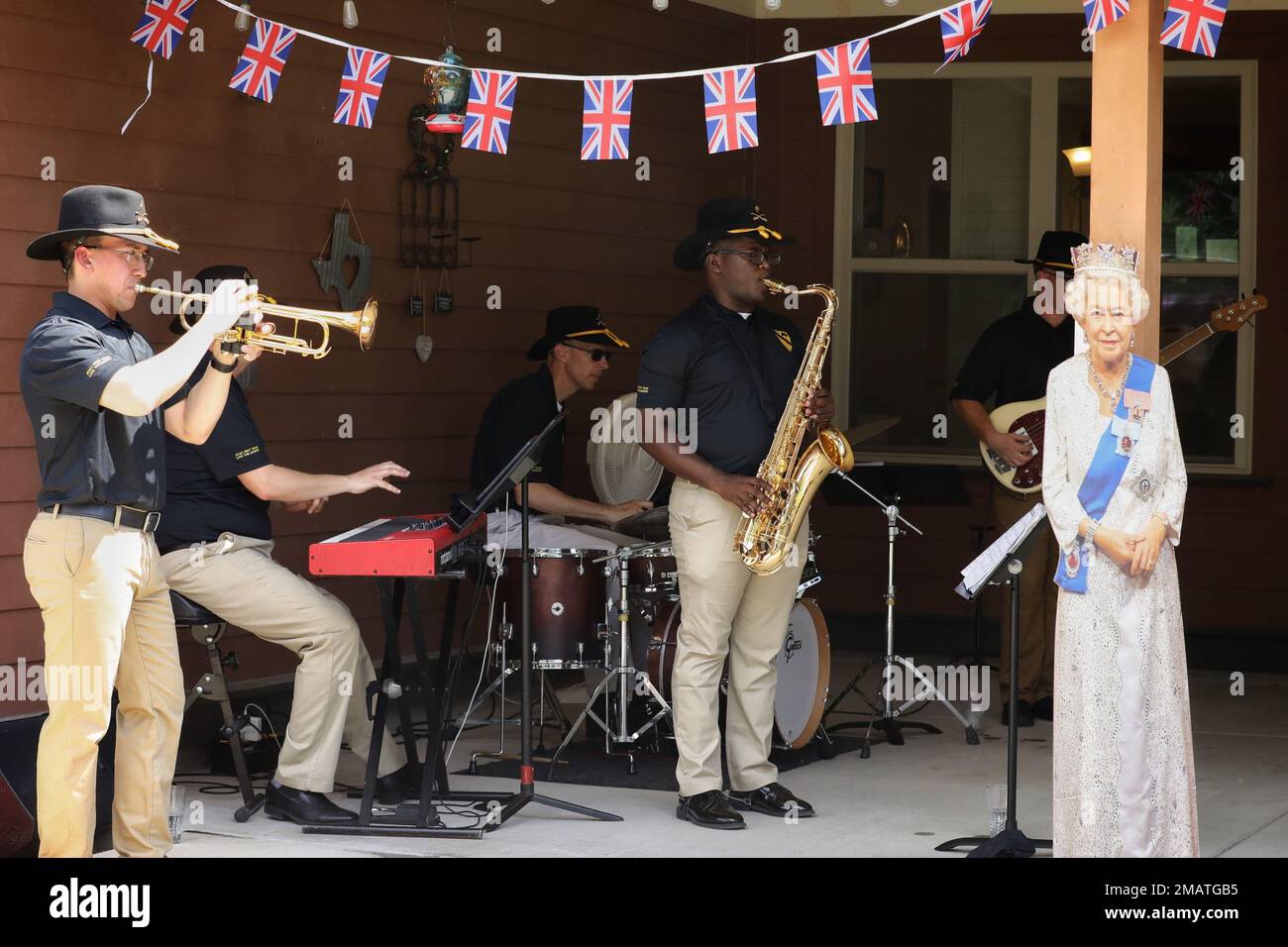 The 1st Cavalry Division Band performs during the Platinum Jubilee ...