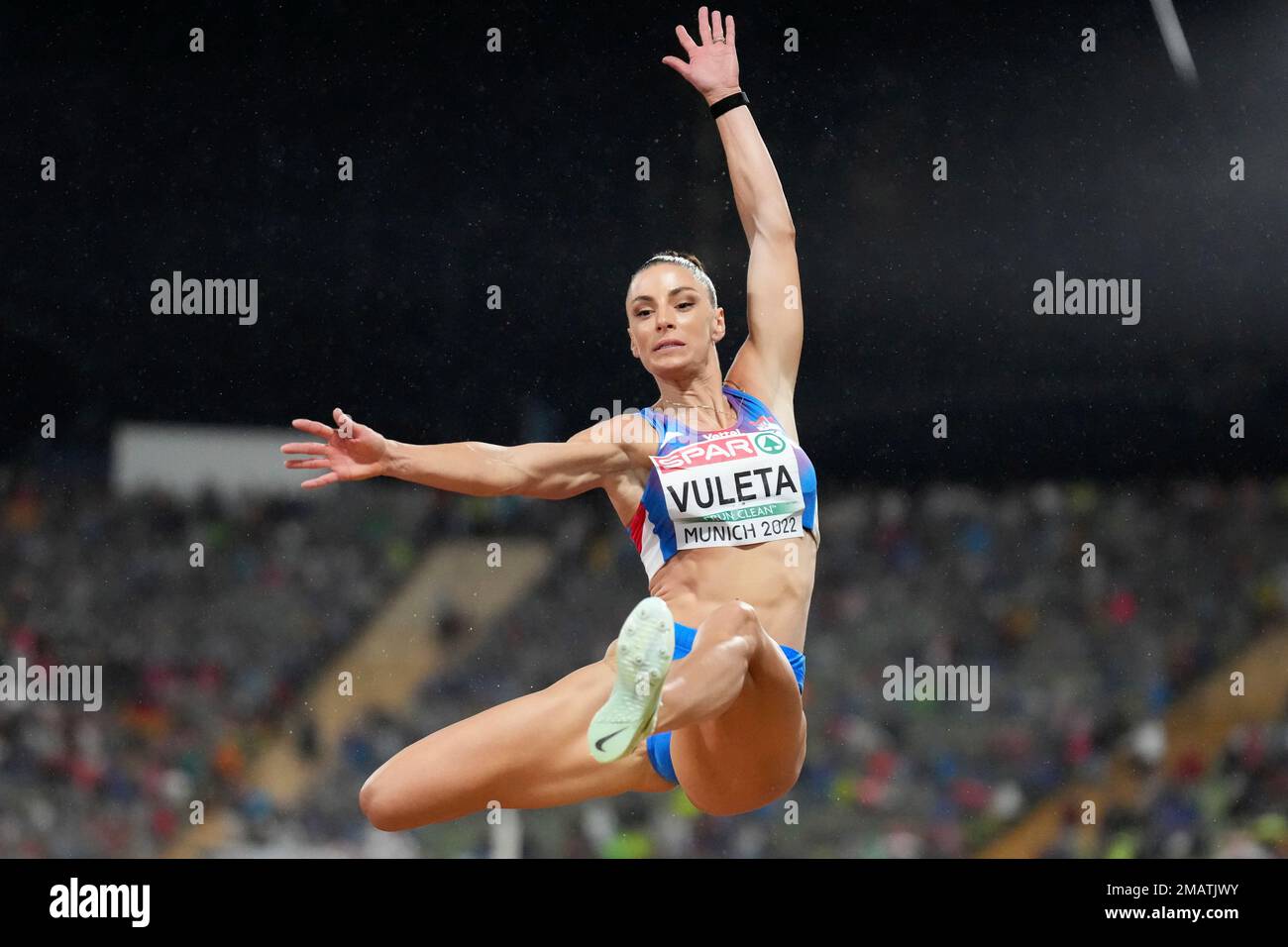 Ivana Vuleta, of Serbia, makes an attempt in the Women's long jump ...