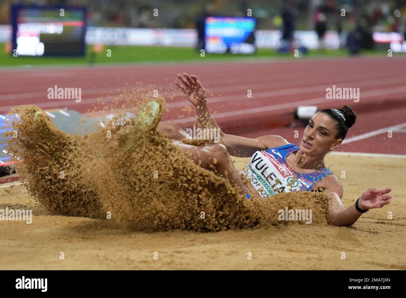Ivana Vuleta, of Serbia, makes an attempt in the Women's long jump ...