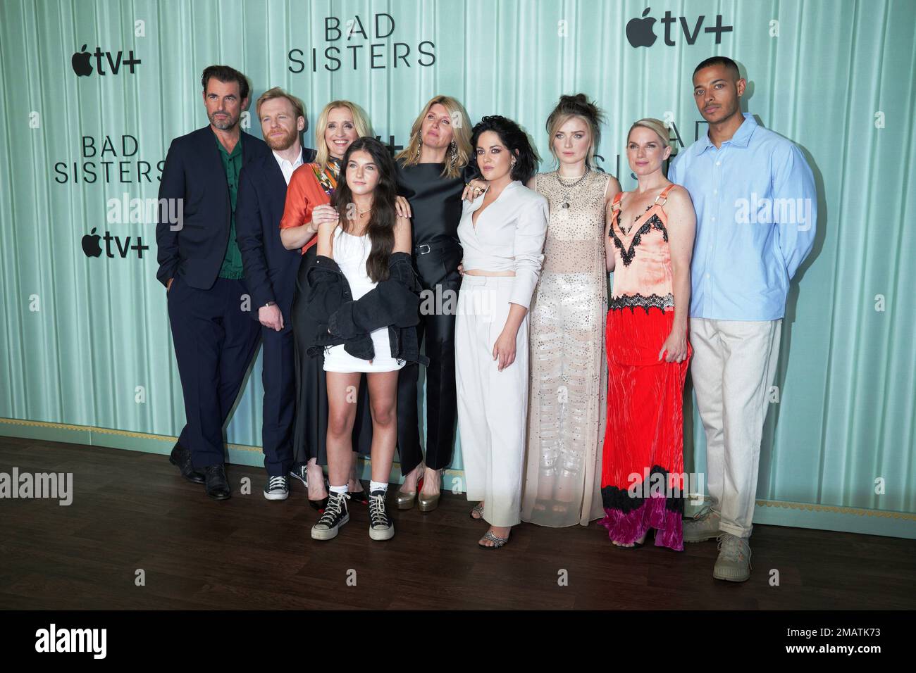 From left, Claes Bang, Brian Gleeson, Anne-Marie Duff, Saise Quinn ...