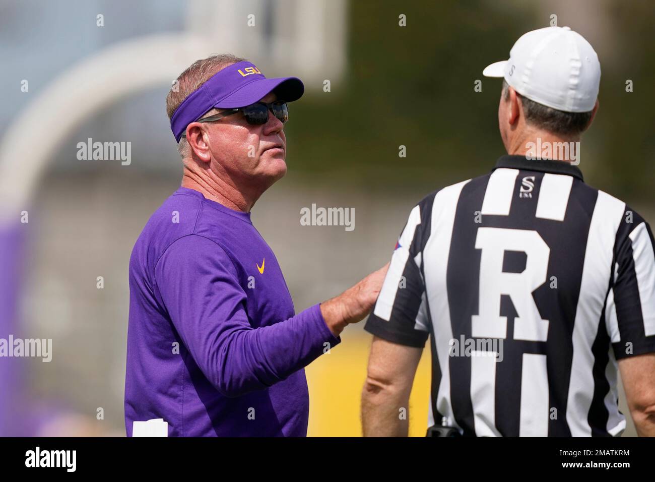 LSU head coach Brian Kelly runs their NCAA college football practice in ...